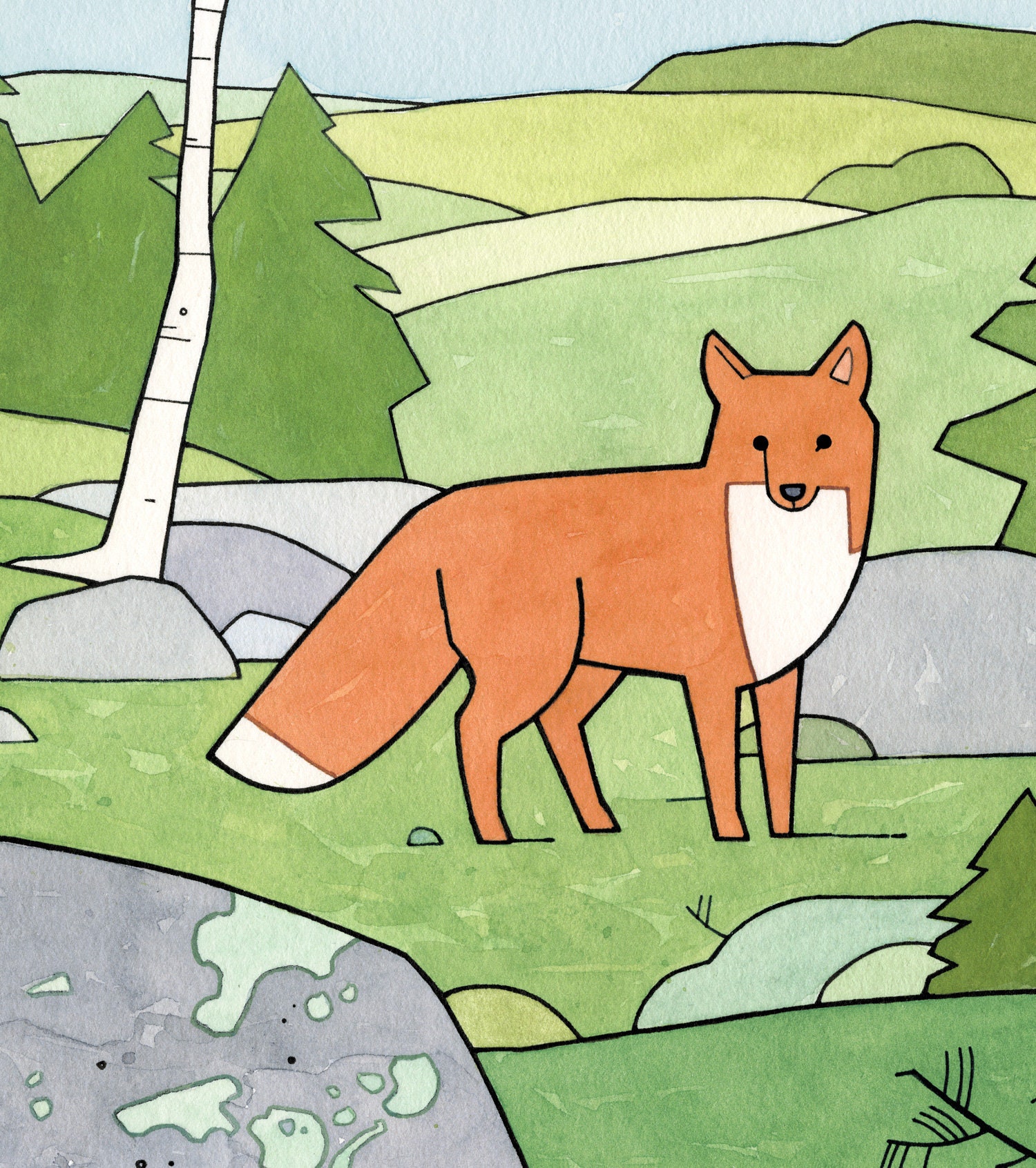 Red Fox Nursery Art Print Woodland Kids Room | Etsy