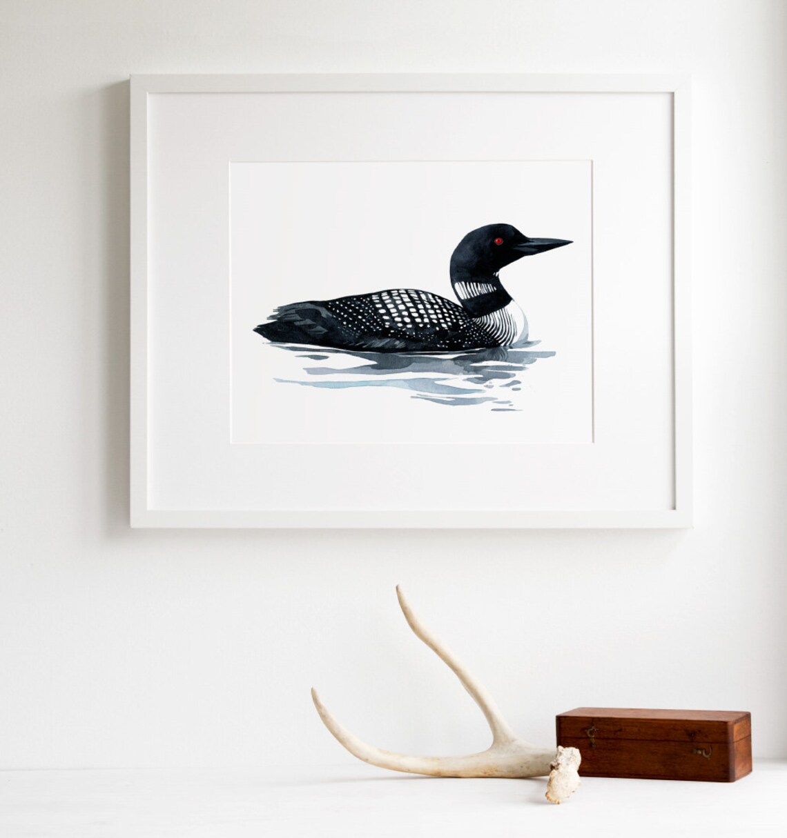 Loon Art Print Bird Watercolor Painting Coastal Wall Art | Etsy