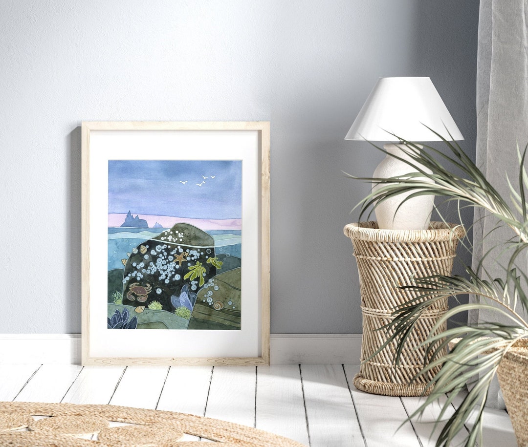 Tidepool Watercolor Art Print Nautical Ocean Wall Art - Etsy
