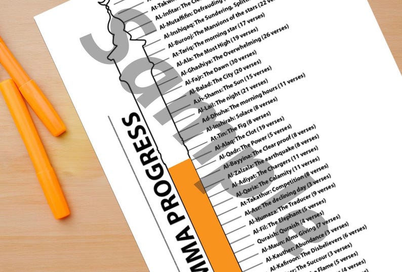 Juzz Amma Memorization Chart for Kids Fun & Interactive Way to Learn Quran - Etsy