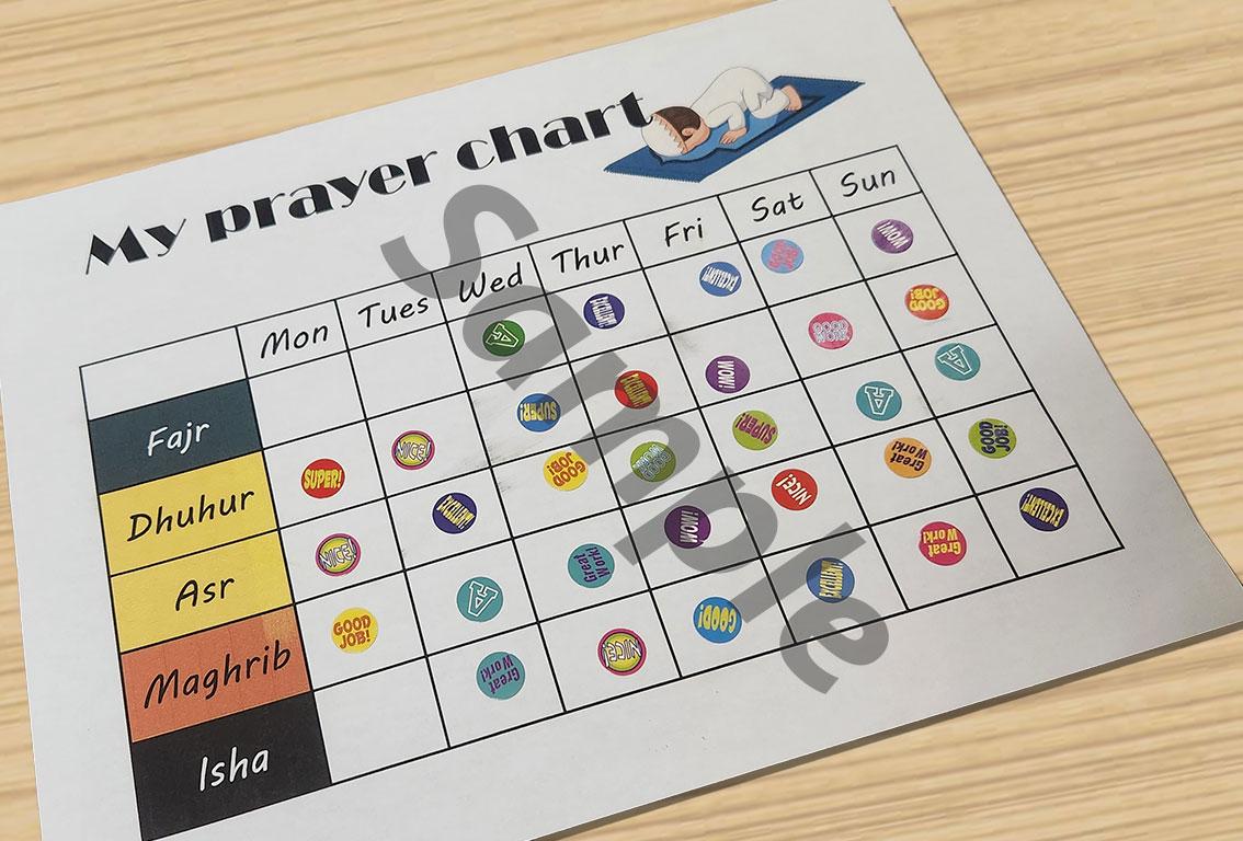 Muslim Prayer Chart for Kids – Fun & Easy Way to Learn 5 Daily Prayers ...