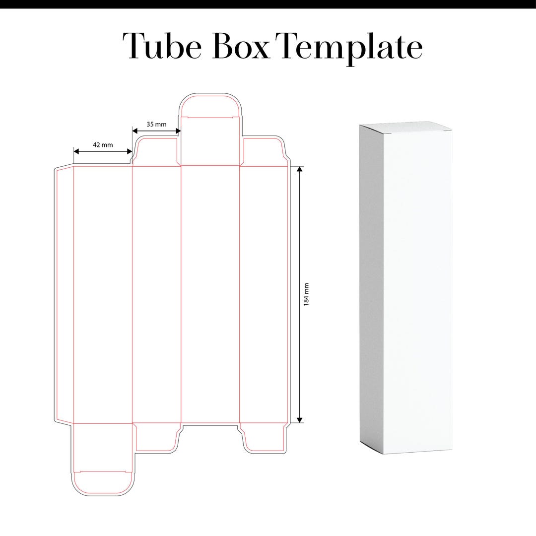 Tube Box Template - Packaging Die Cut Template for Cosmetic Tubes - Etsy
