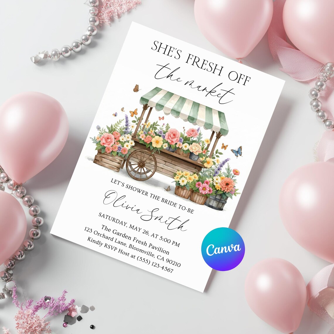 Editable Fresh off the Market Bridal Shower Invitation, Farmers Market ...