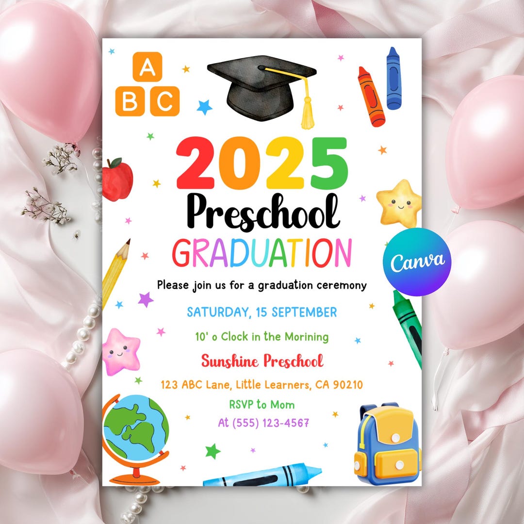 Preschool Graduation Invitation, Pre-k Graduation Invite, Preschool ...