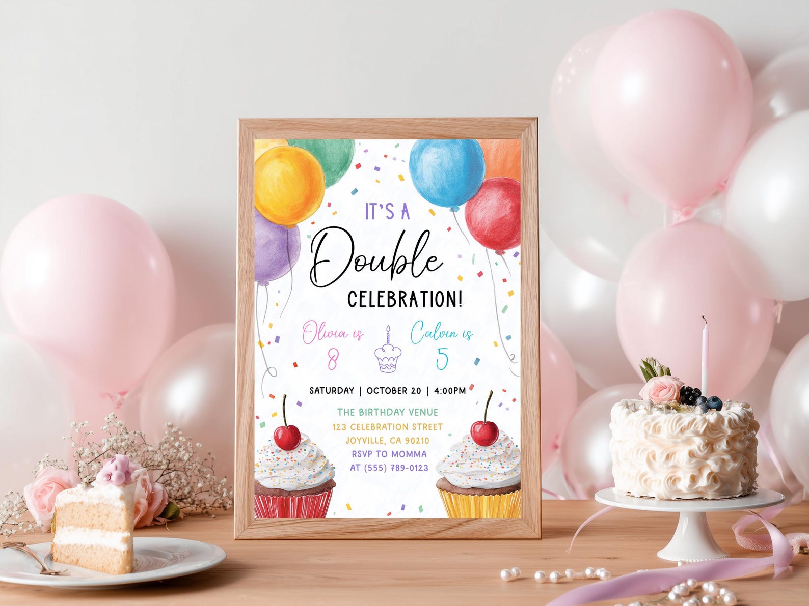 Join Birthday Party Invitation, Sibling Birthday Invite, Double ...