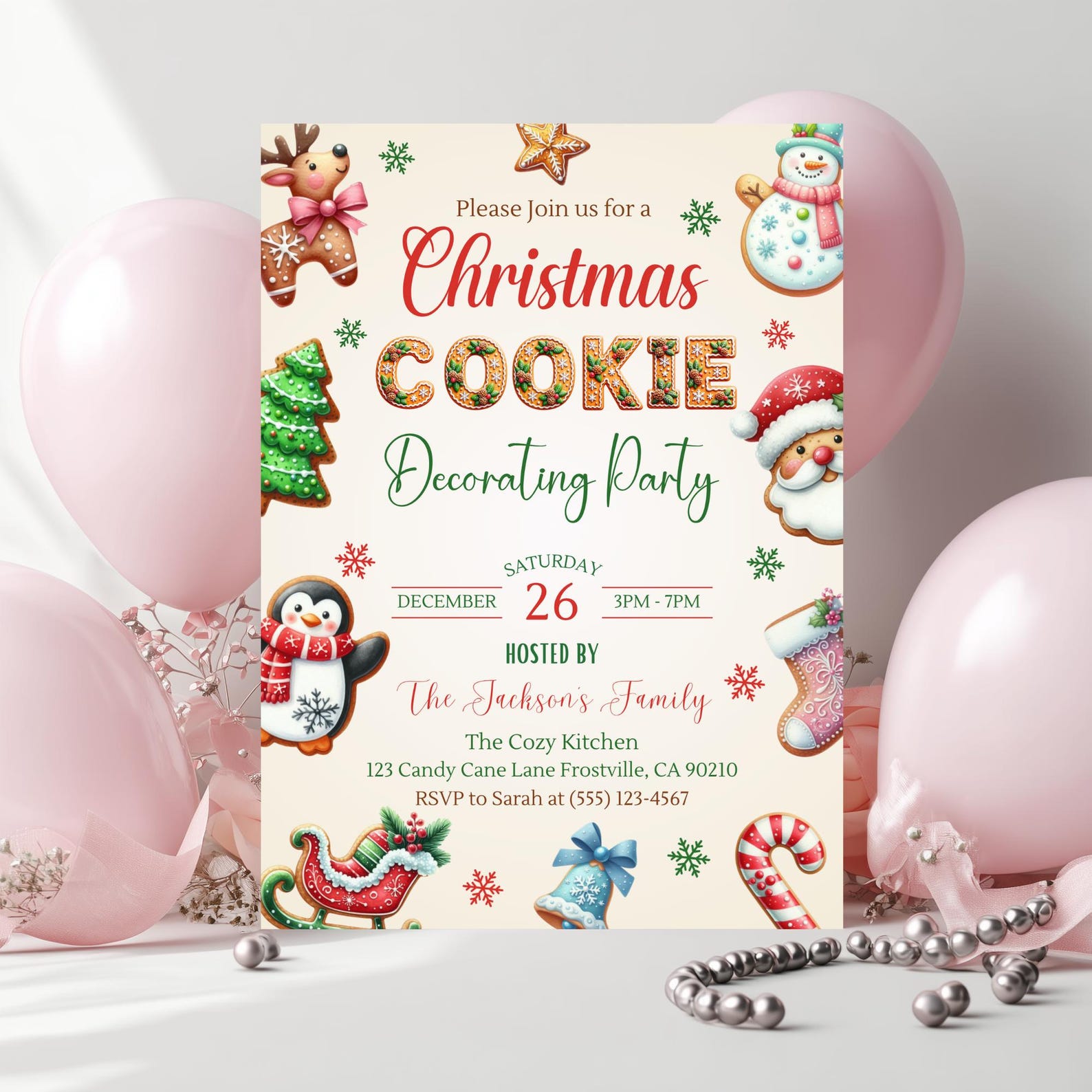 Editable Holiday Cookie & Cocoa Party Invitation | Gingerbread ...