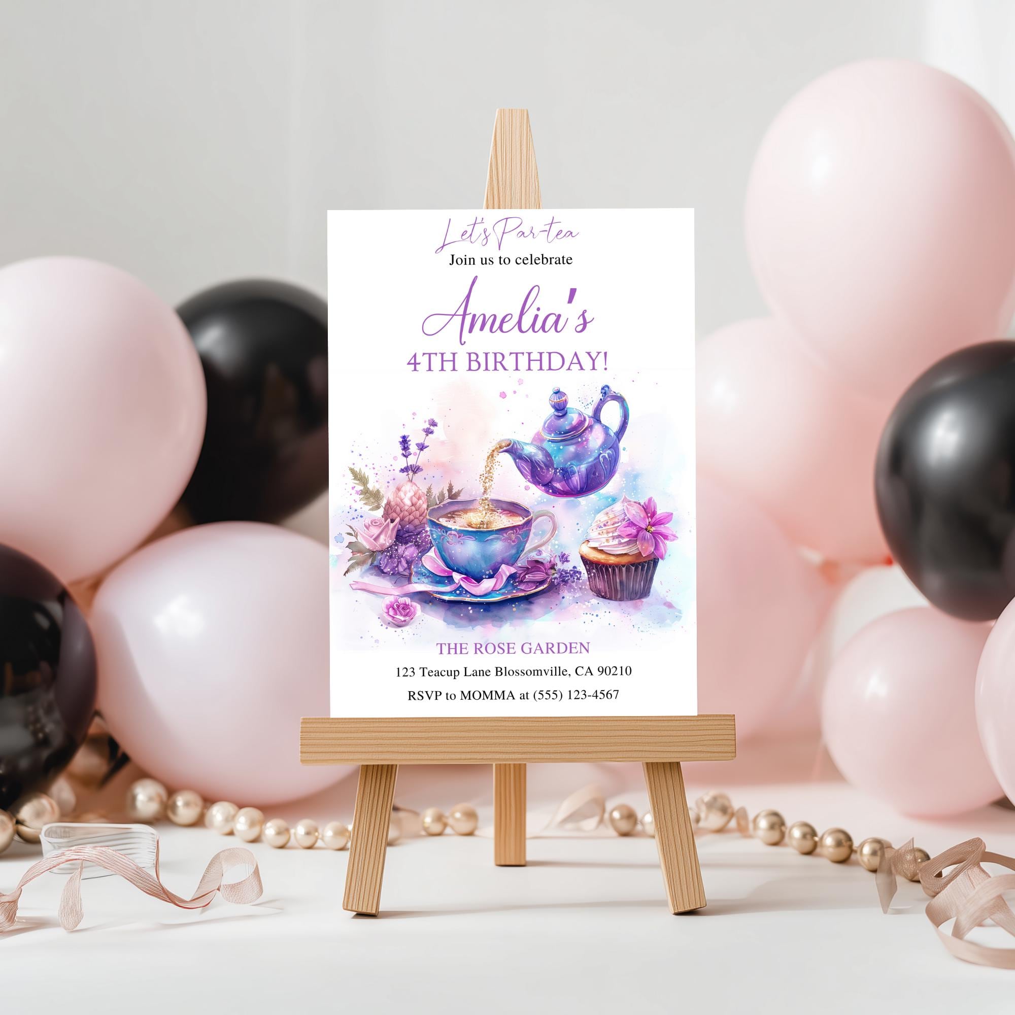 Tea Party Birthday Invitation, Par-tea Invitation, Girl Par-tea Invite ...