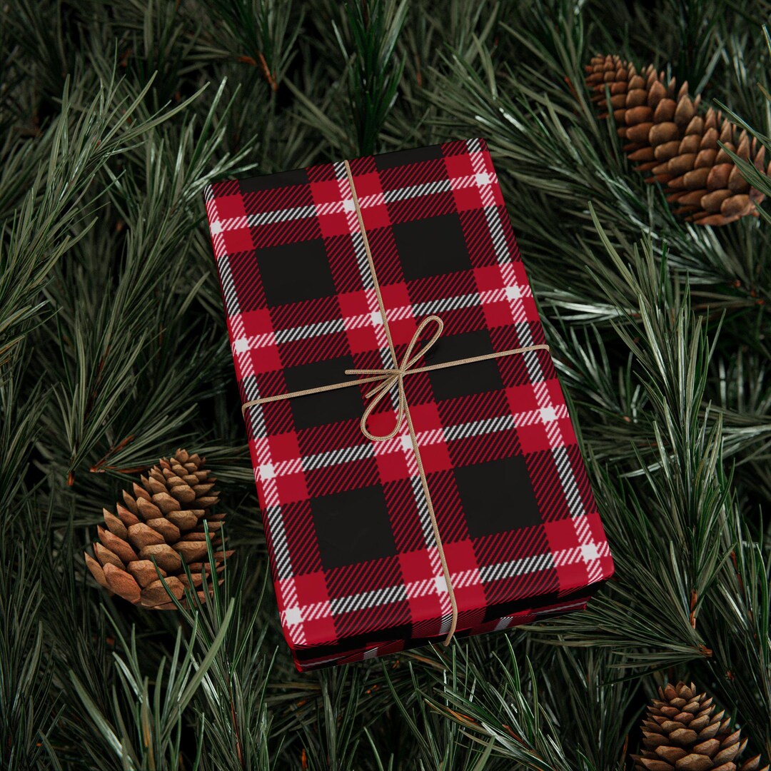 Gift Wrap, Black and Red Plaid College Colors Design for Gift Wrapping ...