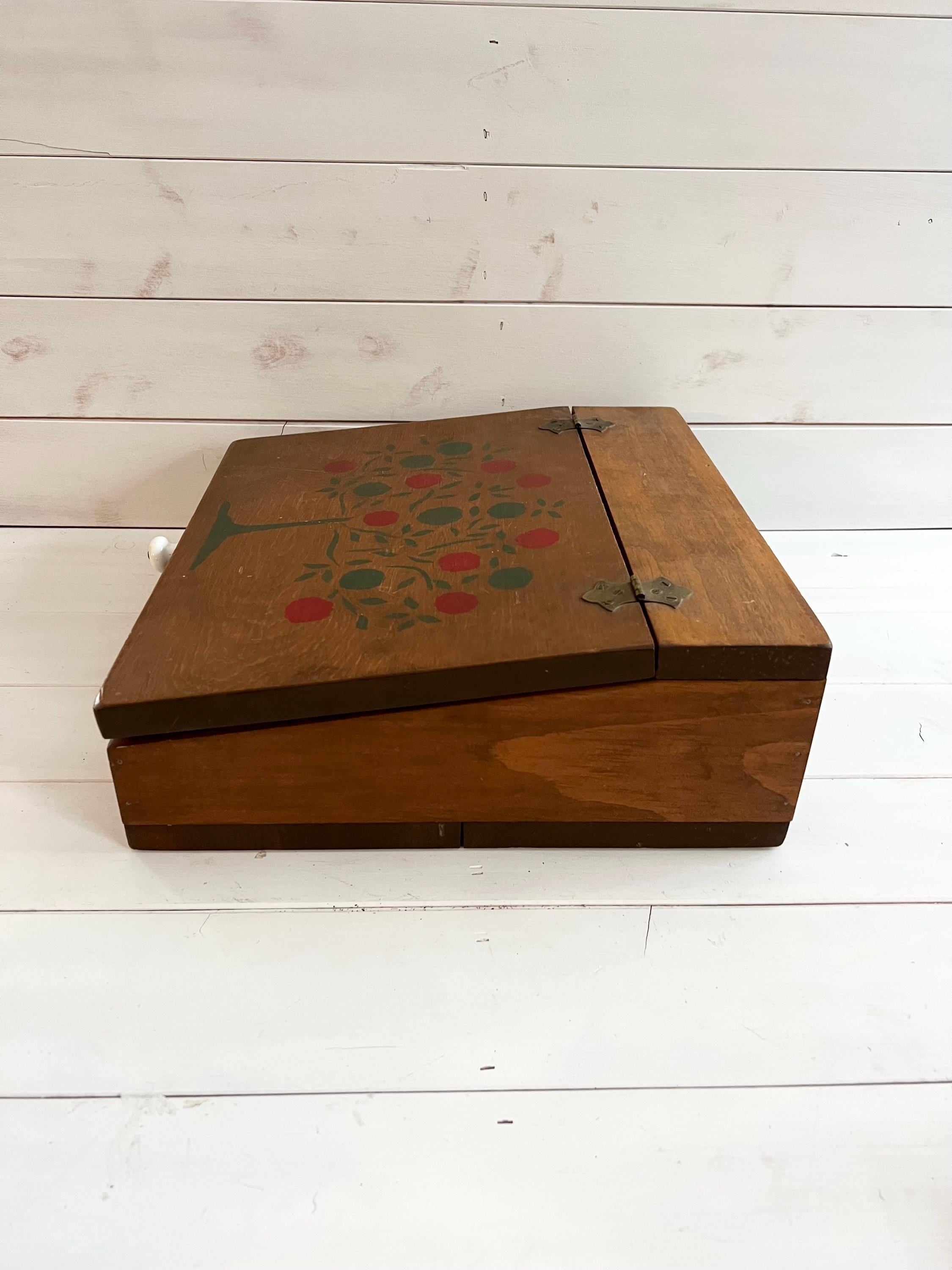 Vintage Writing Desk Wood Letter Box Vintage Wood Desk Organizer Box ...