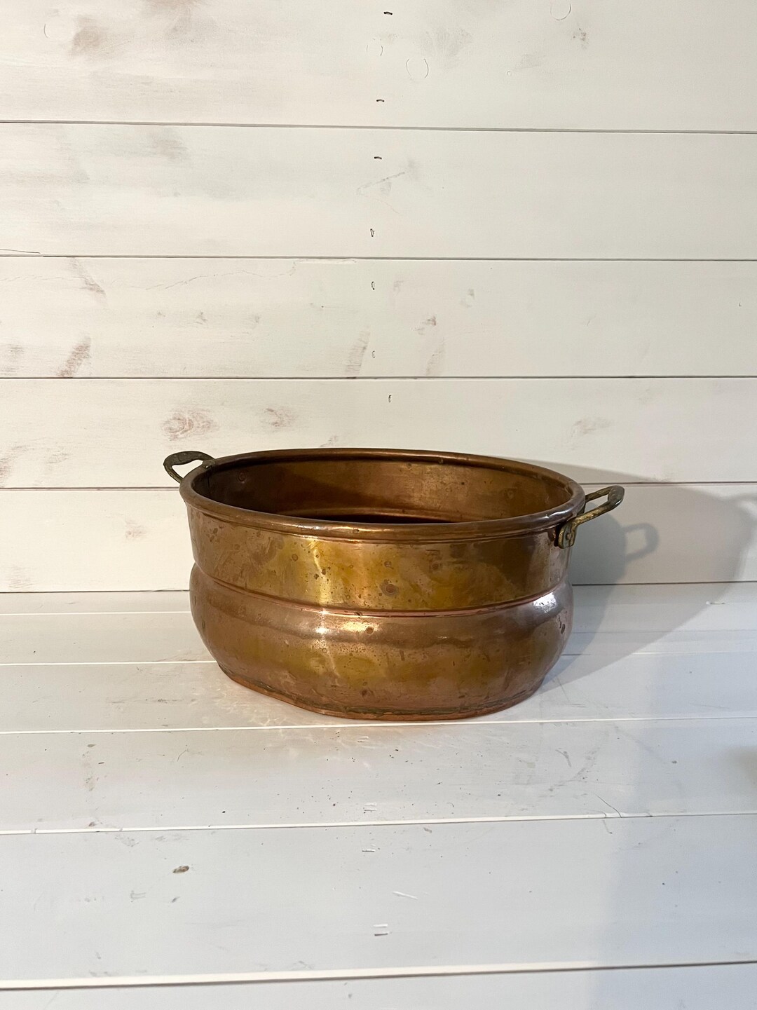 Vintage Hammered Copper Pot With Brass Handles Copper Basket - Etsy