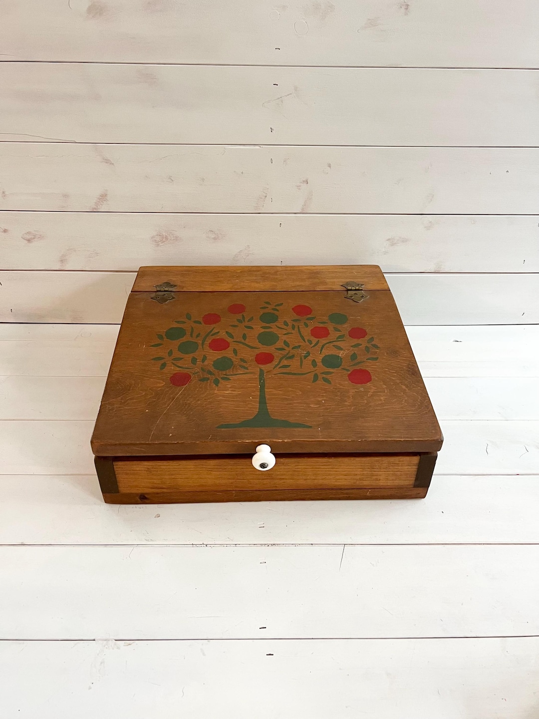 Vintage Writing Desk Wood Letter Box Vintage Wood Desk Organizer Box ...