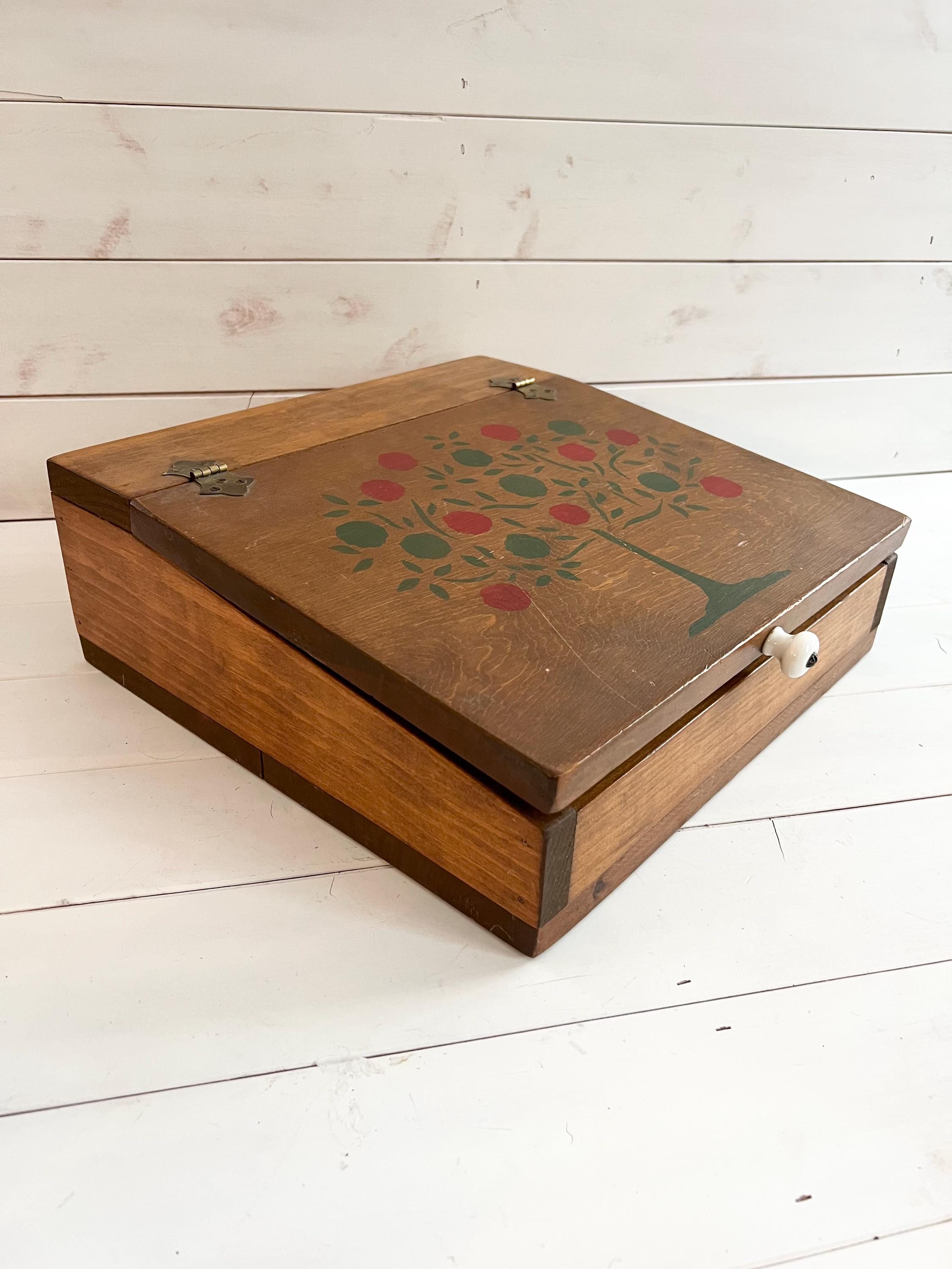 Vintage Writing Desk Wood Letter Box Vintage Wood Desk Organizer Box ...