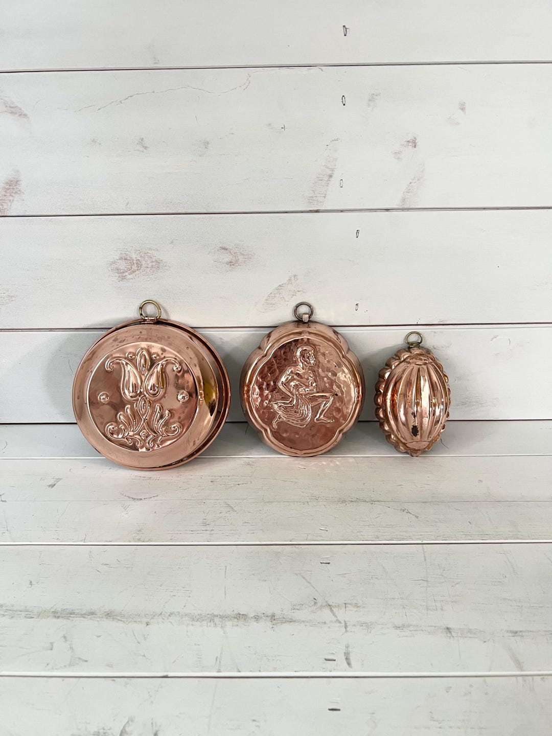 Antique Vintage Copper Molds (set of 3) | Vintage Decorative Hanging ...