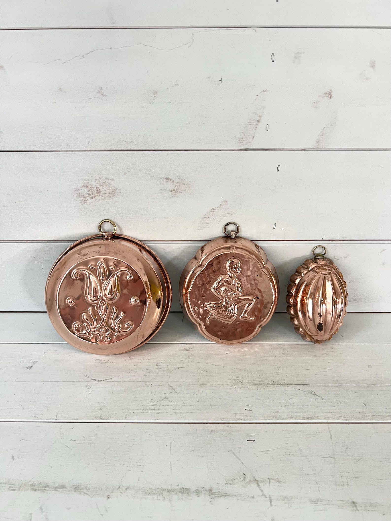 Antique Vintage Copper Molds (set of 3) | Vintage Decorative Hanging ...