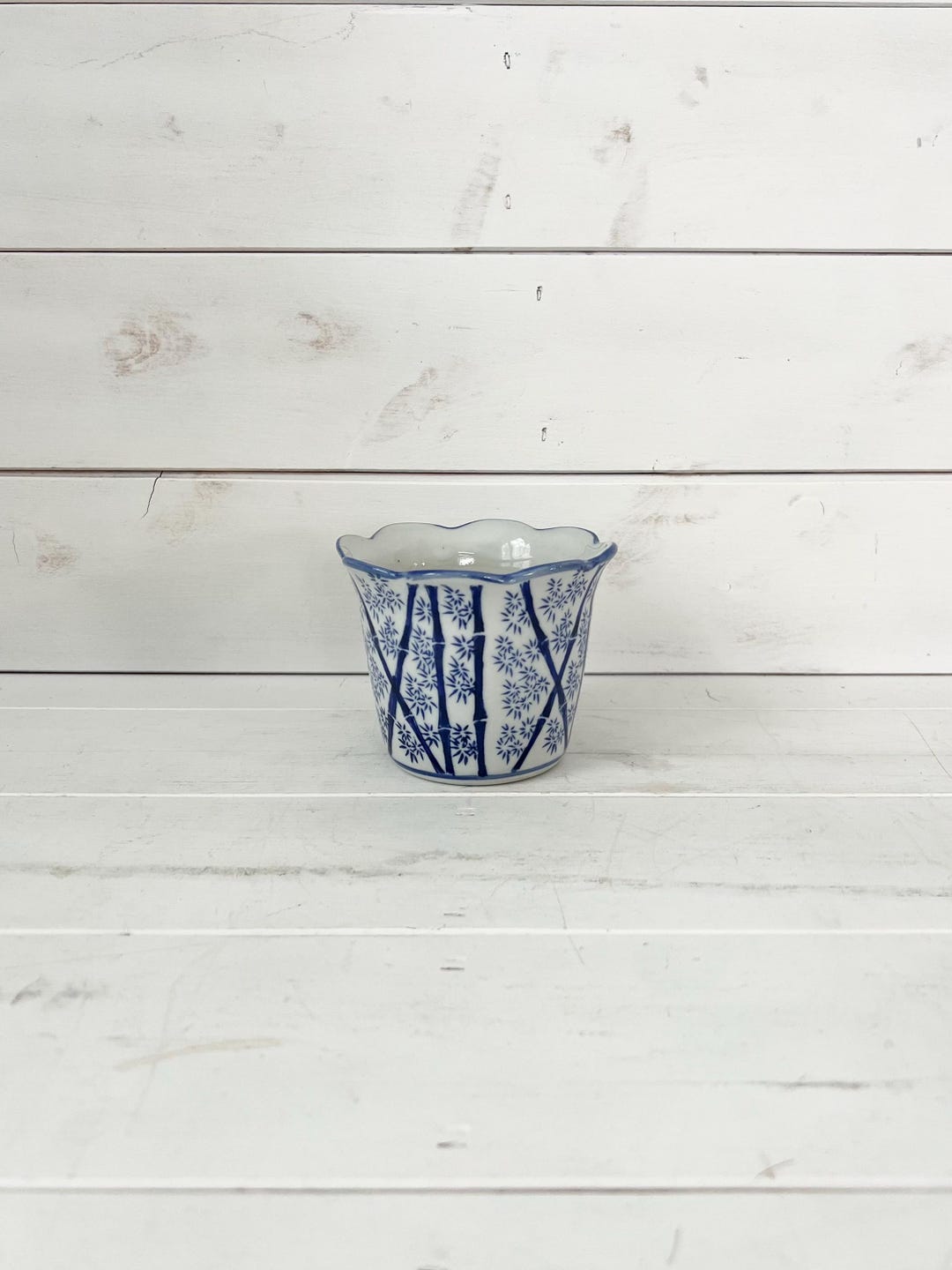 Vintage Delft Blue and White Chinoiserie Ceramic Planter Pot With ...