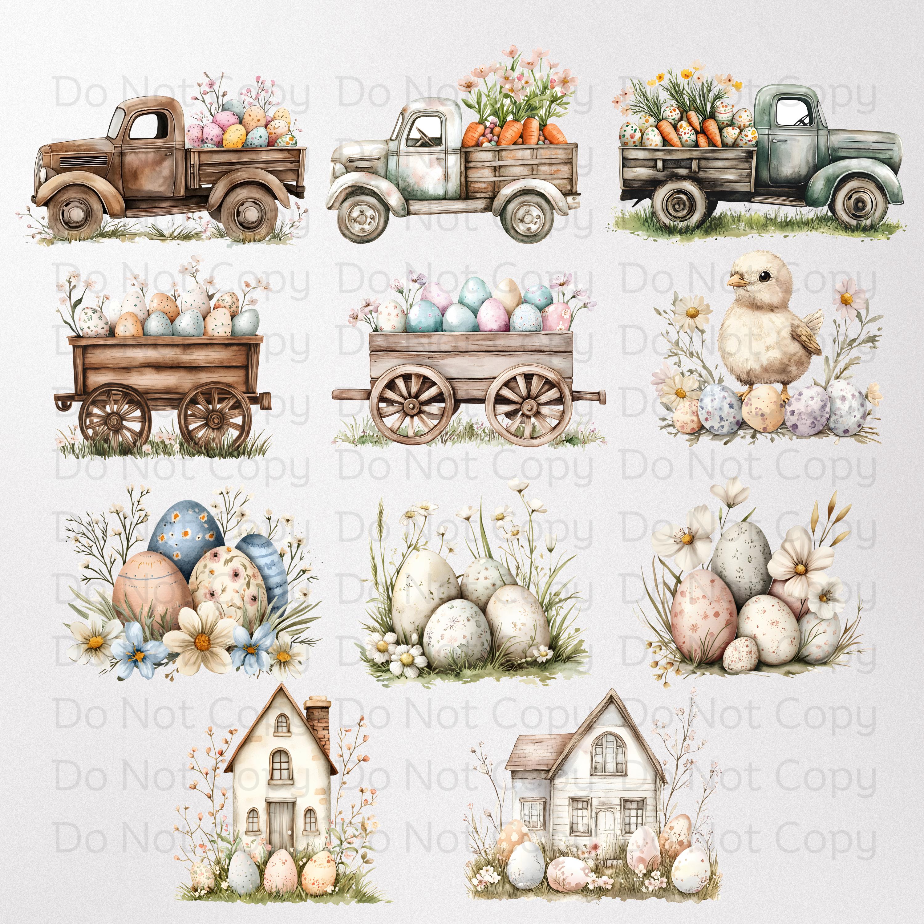 Neutral Easter Clipart Bundle, Rustic Easter Graphics, 22 PNG Files ...