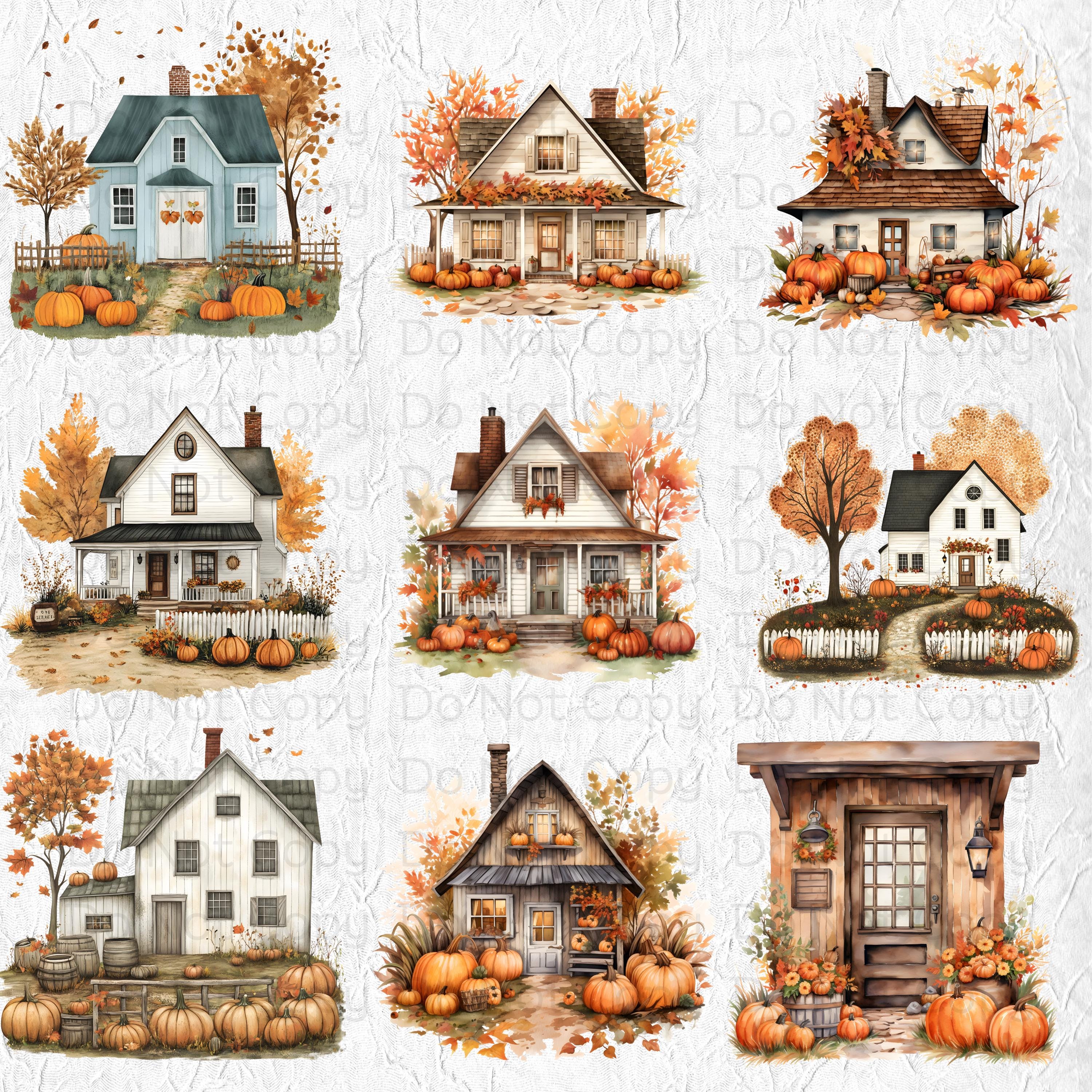 Fall Farmhouse Clipart Bundle, Cozy Autumn Clipart Images, 54 PNG Files ...