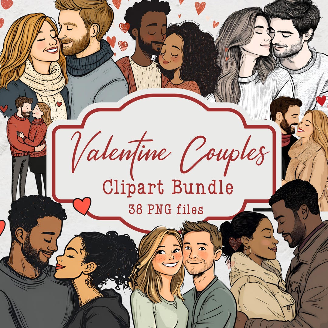 Valentine Couples Clipart Bundle, Valentine's Day Images, 38 PNG Files ...