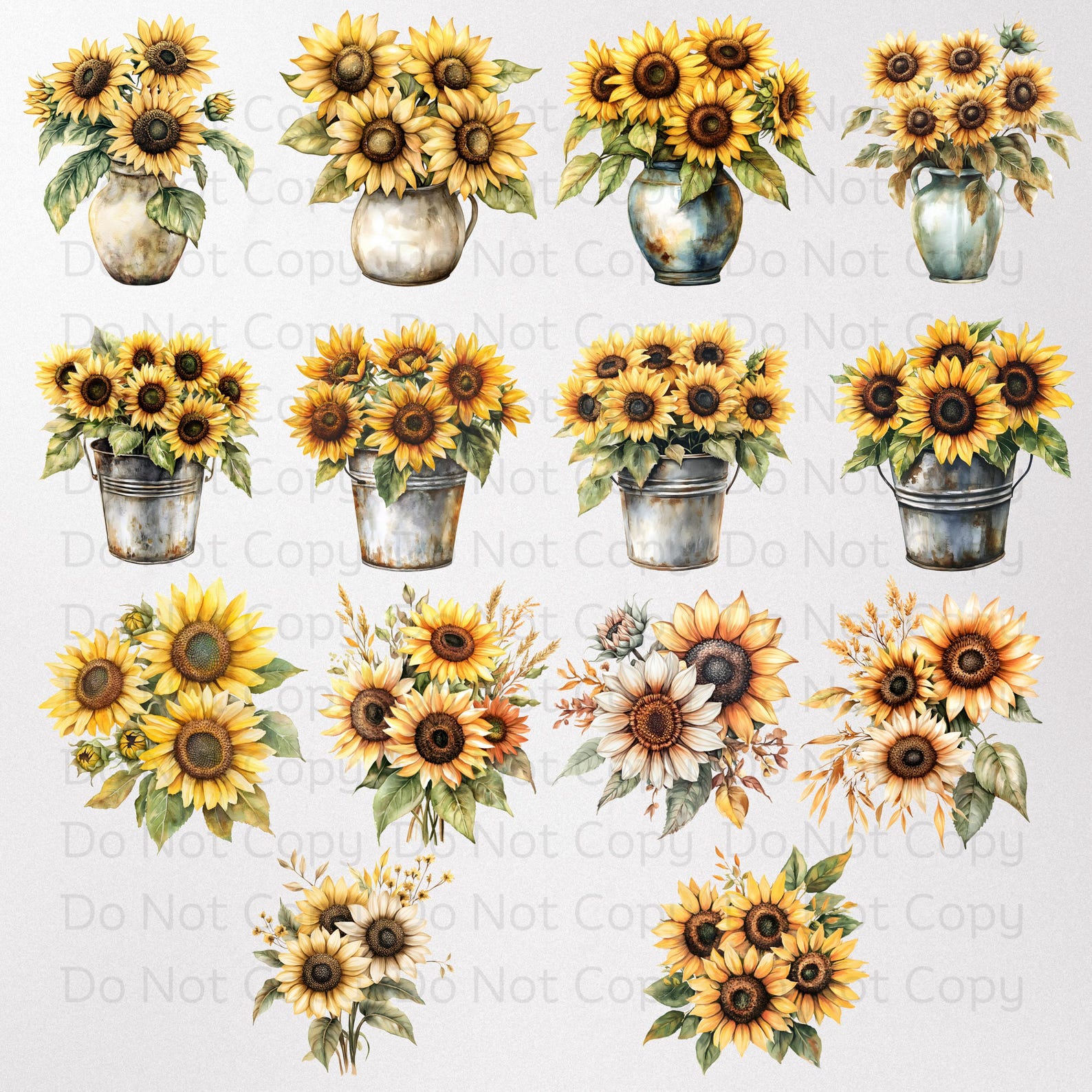 Rustic Sunflowers Clipart Bundle, Floral Clipart Images, 30 PNG Files ...