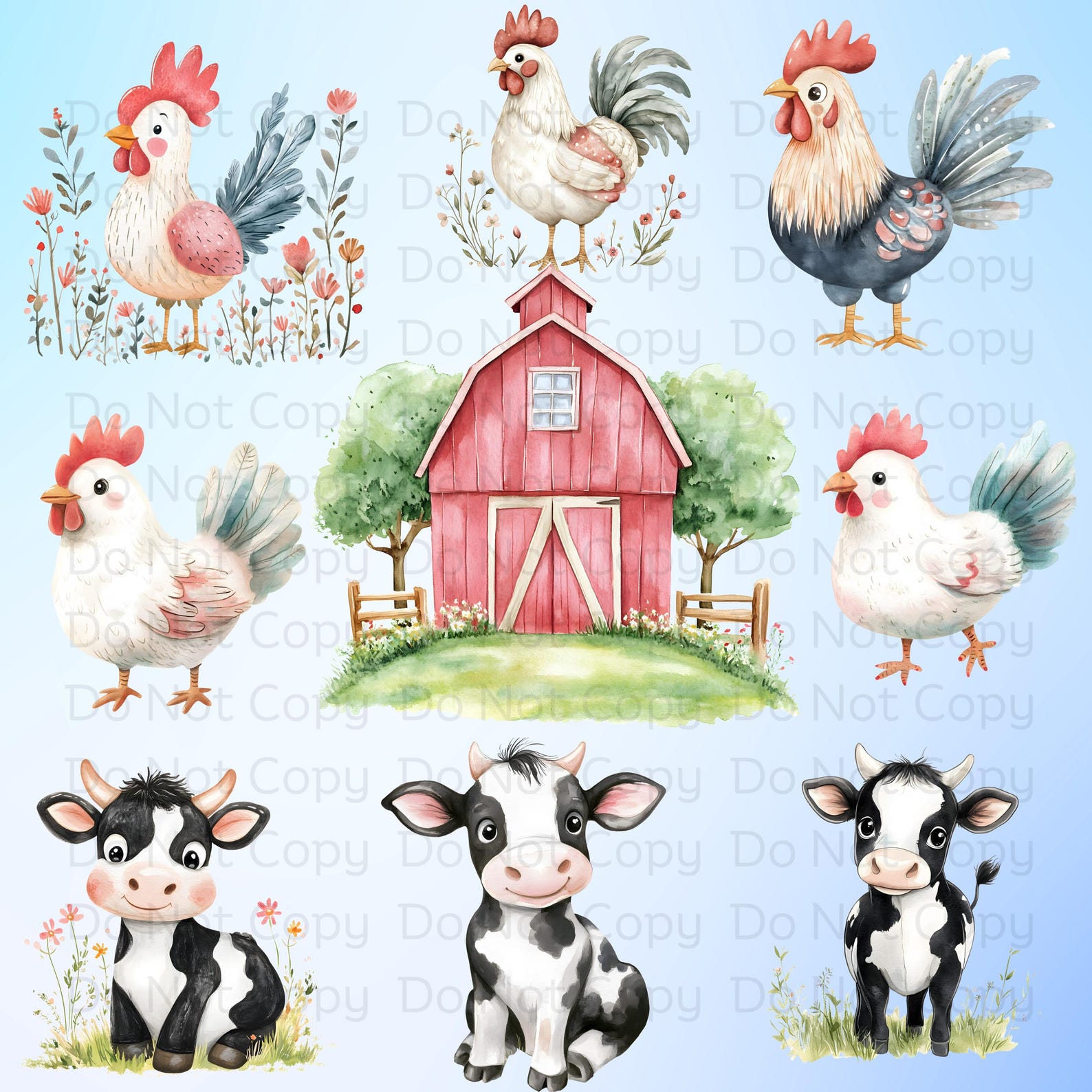 Farm Clipart Bundle, Nursery Farm Clipart Images, 32 PNG Files, Farm ...