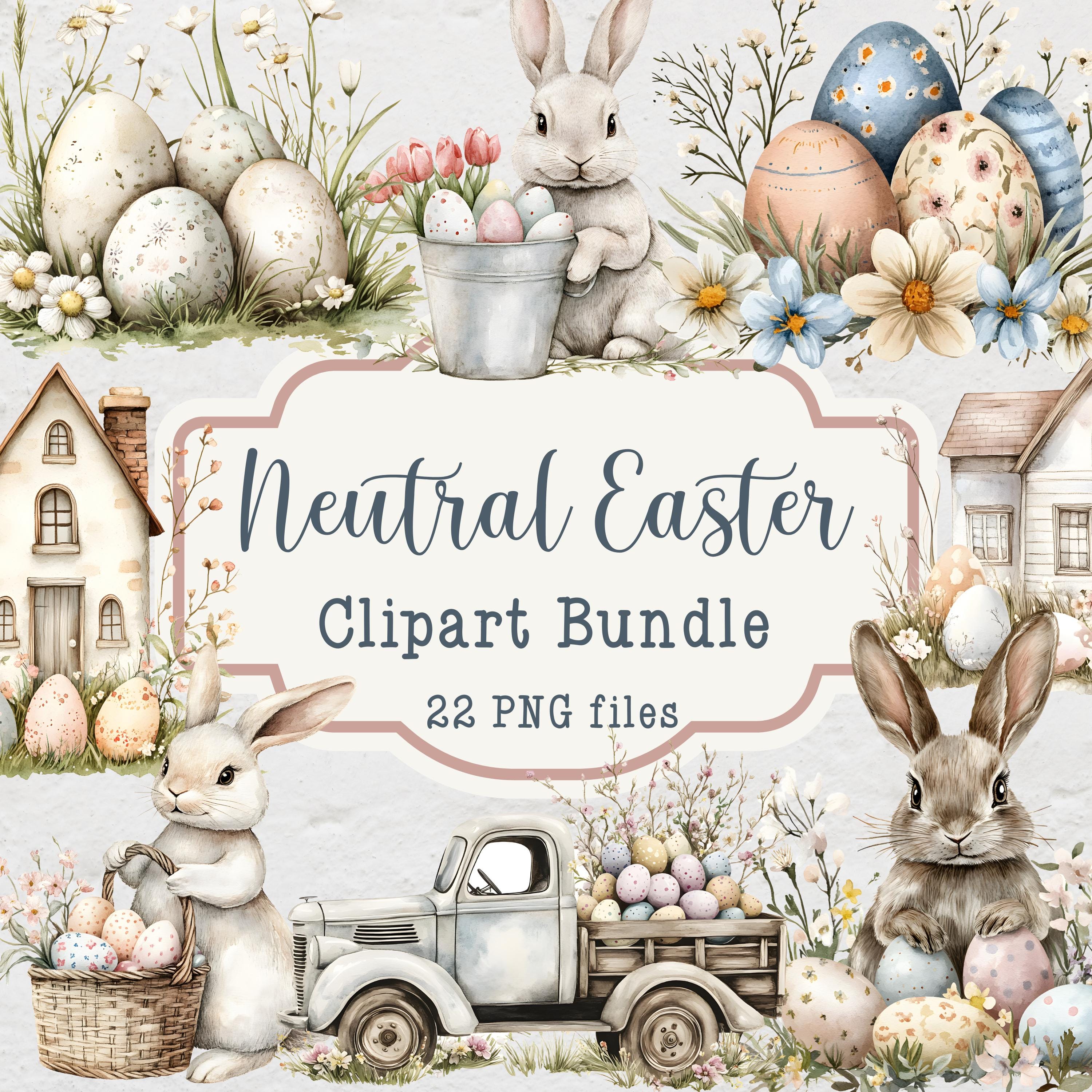 Neutral Easter Clipart Bundle, Rustic Easter Graphics, 22 PNG Files ...