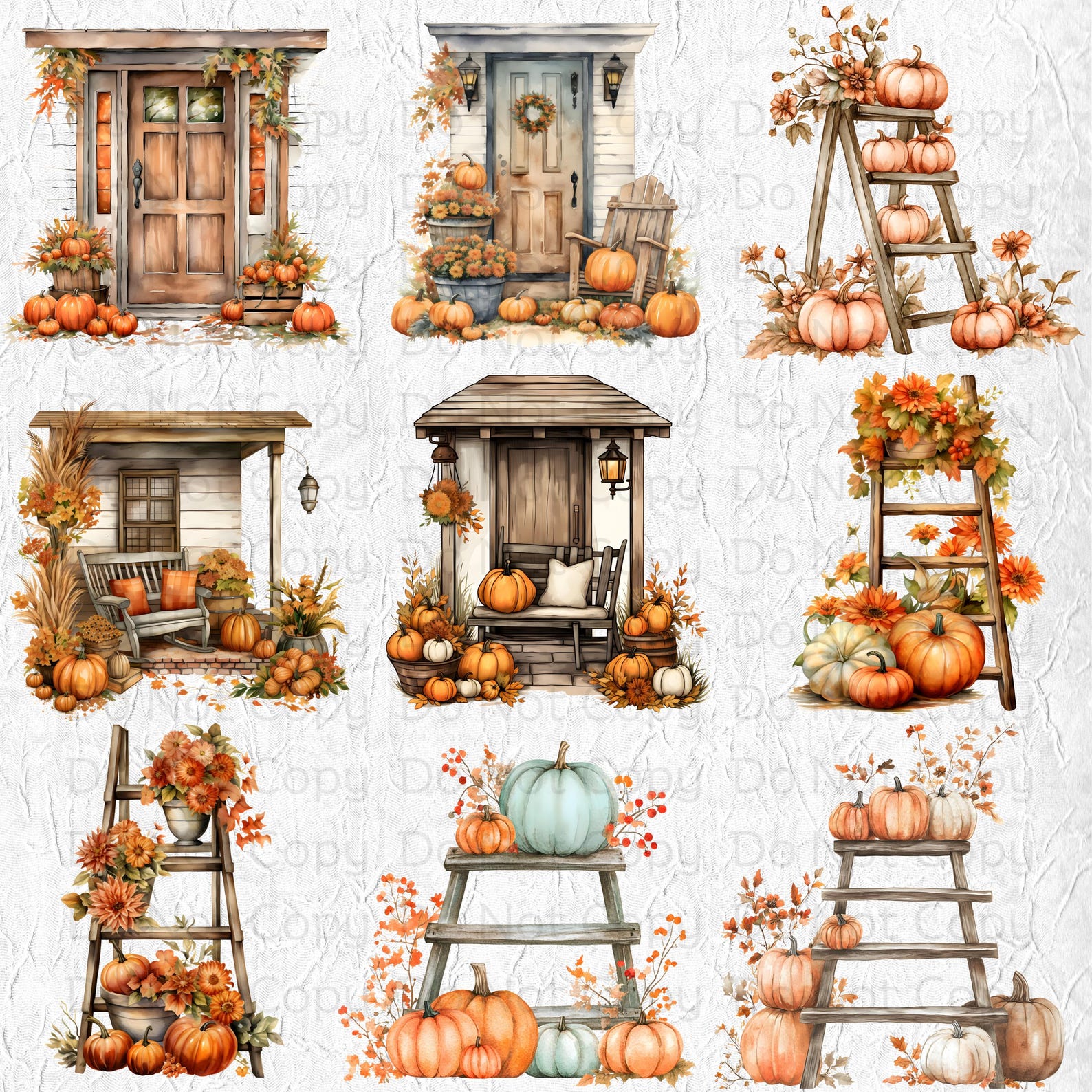 Fall Farmhouse Clipart Bundle, Cozy Autumn Clipart Images, 54 PNG Files ...