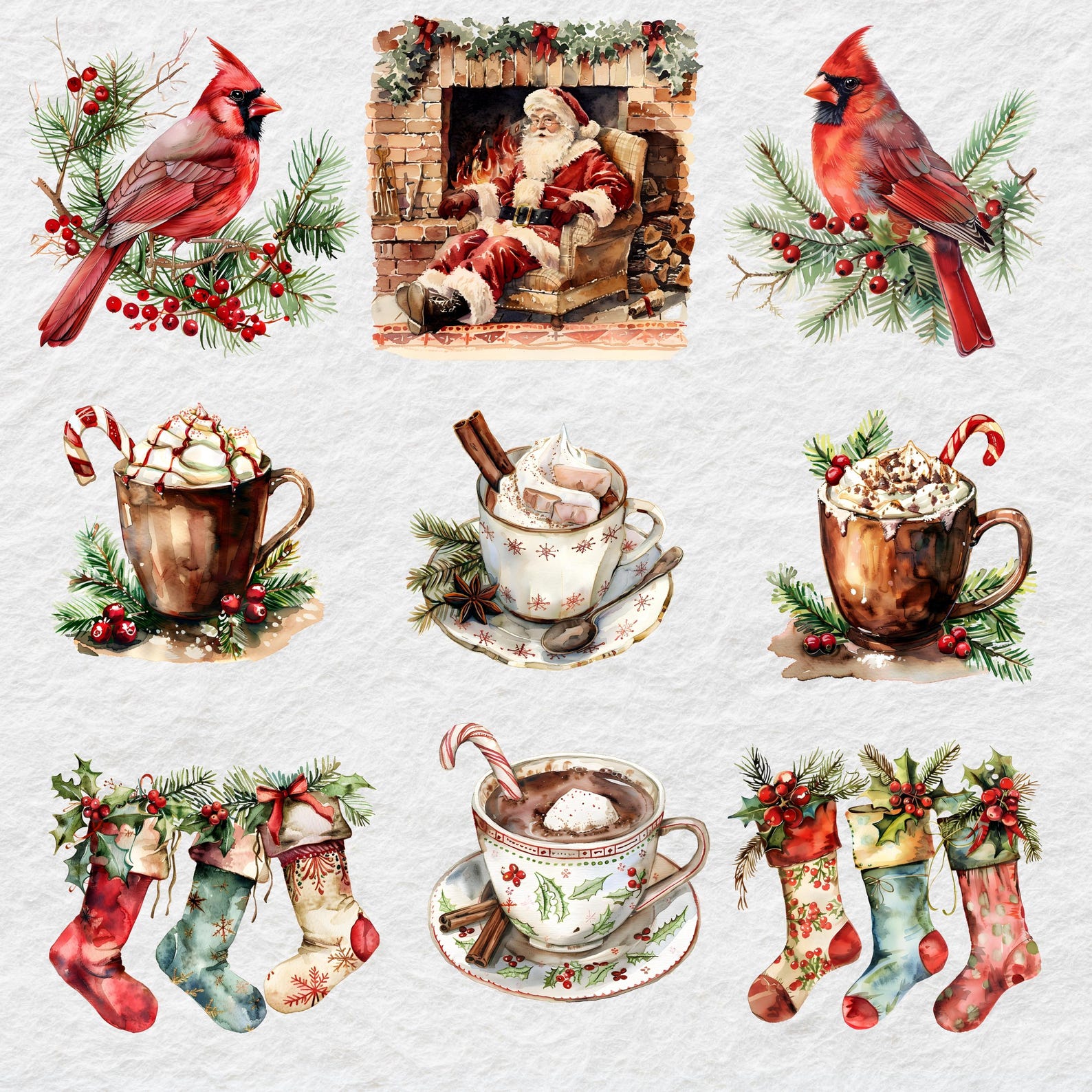 Christmas Clipart Bundle, Vintage Christmas Images, 27 Winter PNG Files ...