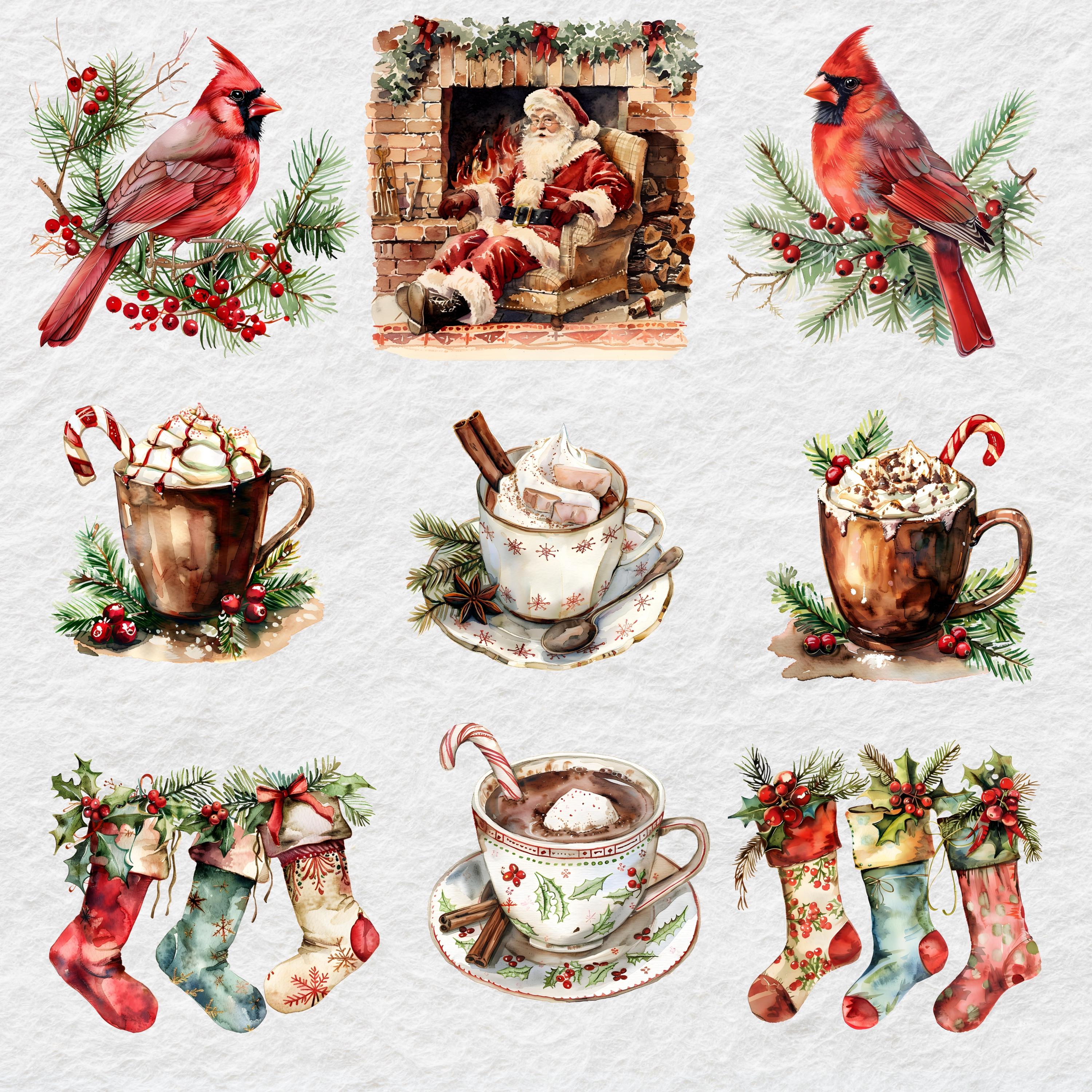 Christmas Clipart Bundle, Vintage Christmas Images, 27 Winter PNG Files ...