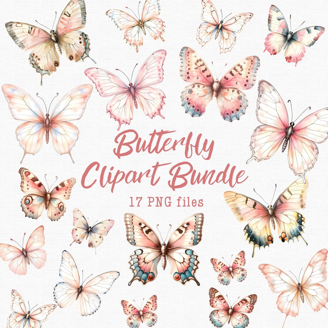 Watercolor Butterfly Clipart Bundle, Watercolor Butterflies, 17 PNG ...
