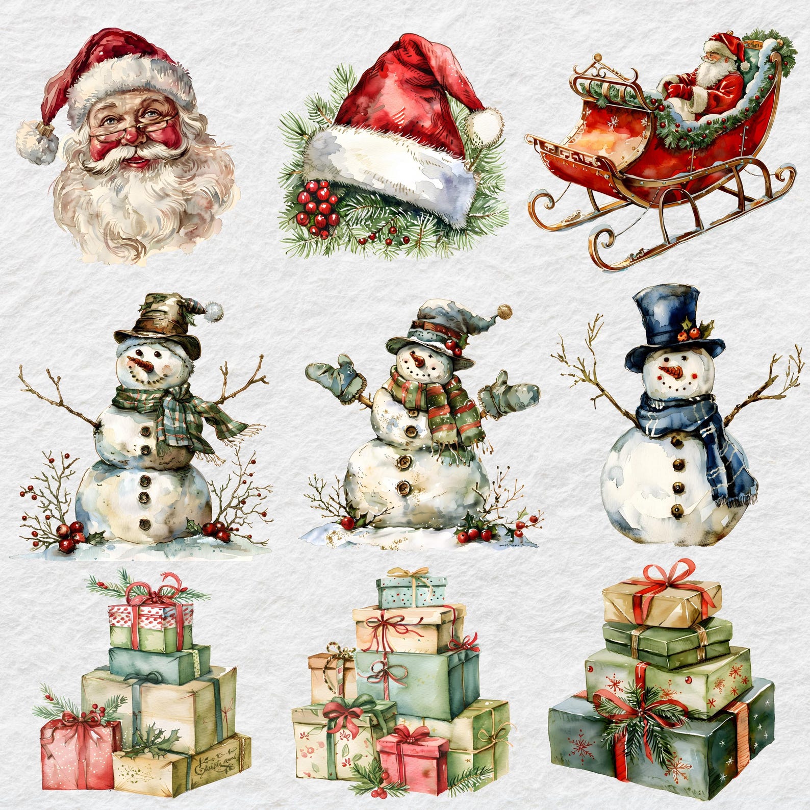 Christmas Clipart Bundle, Vintage Christmas Images, 27 Winter PNG Files ...