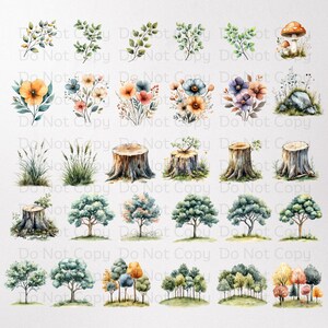 Woodland Animals Clipart Bundle, Watercolor Woodland Images, 90 PNG ...