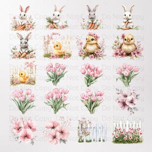 Pink Easter Clipart Bundle, Pastel Easter Graphics, 80 PNG Files ...