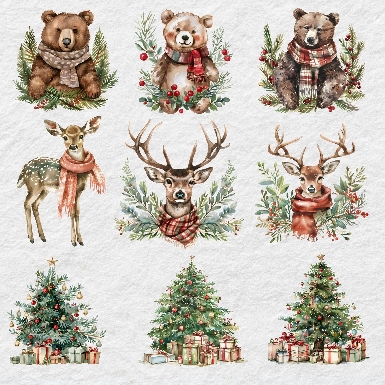 Christmas Clipart Bundle, Vintage Christmas Images, 27 Winter PNG Files ...