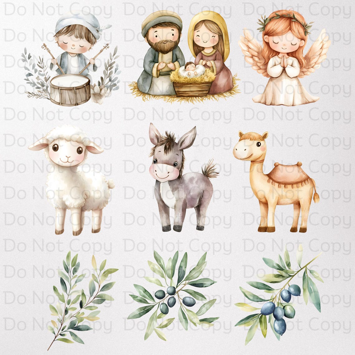 Cute Nativity Scene Clipart Bundle, Baby Jesus Christmas Images, 18 PNG ...