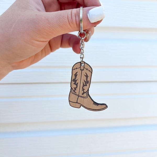 Cowgirl Boot Keychain - Etsy