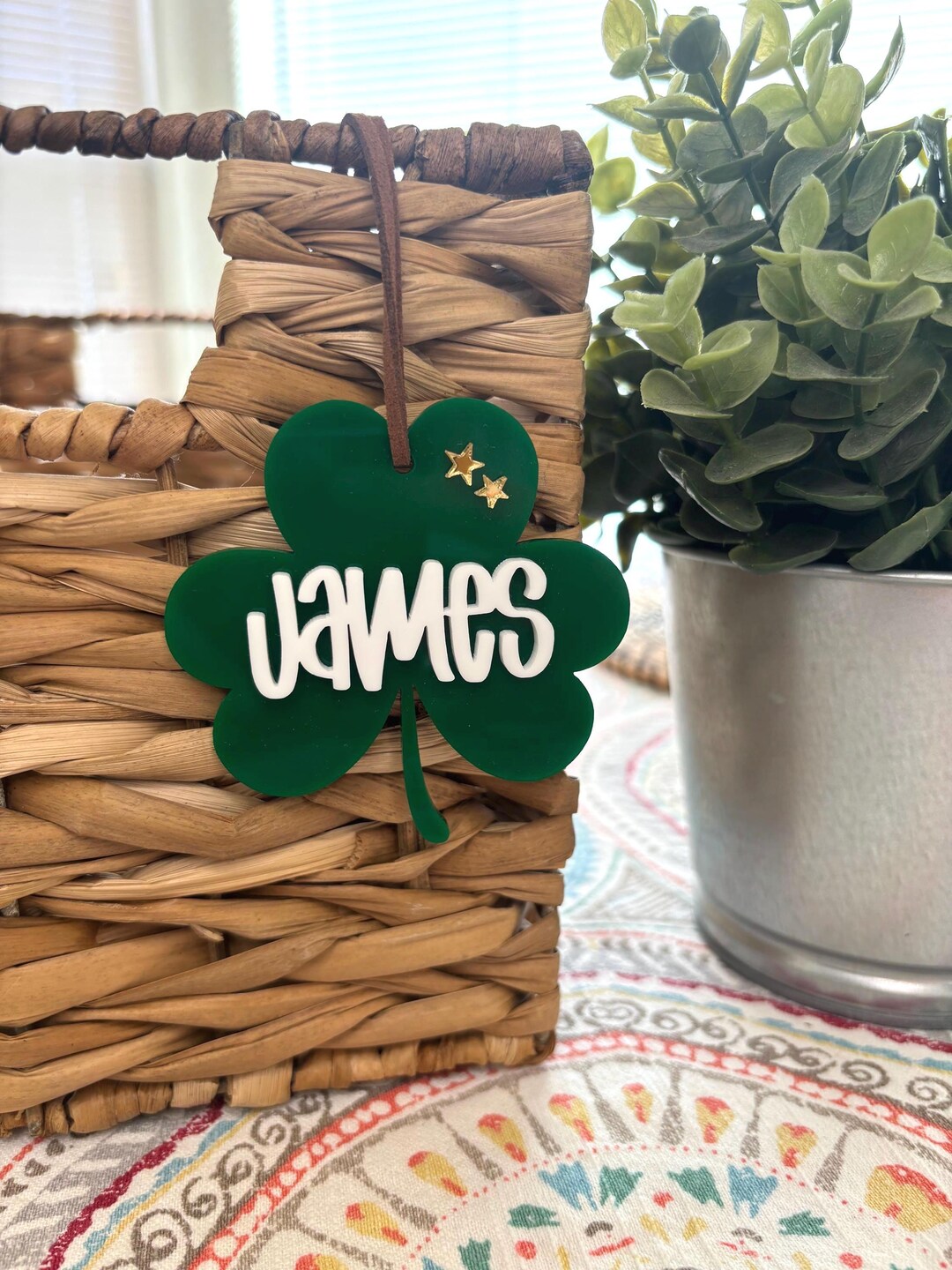 Four Leaf Clover Name Tag | Custom Green and Gold St Patricks Day ...