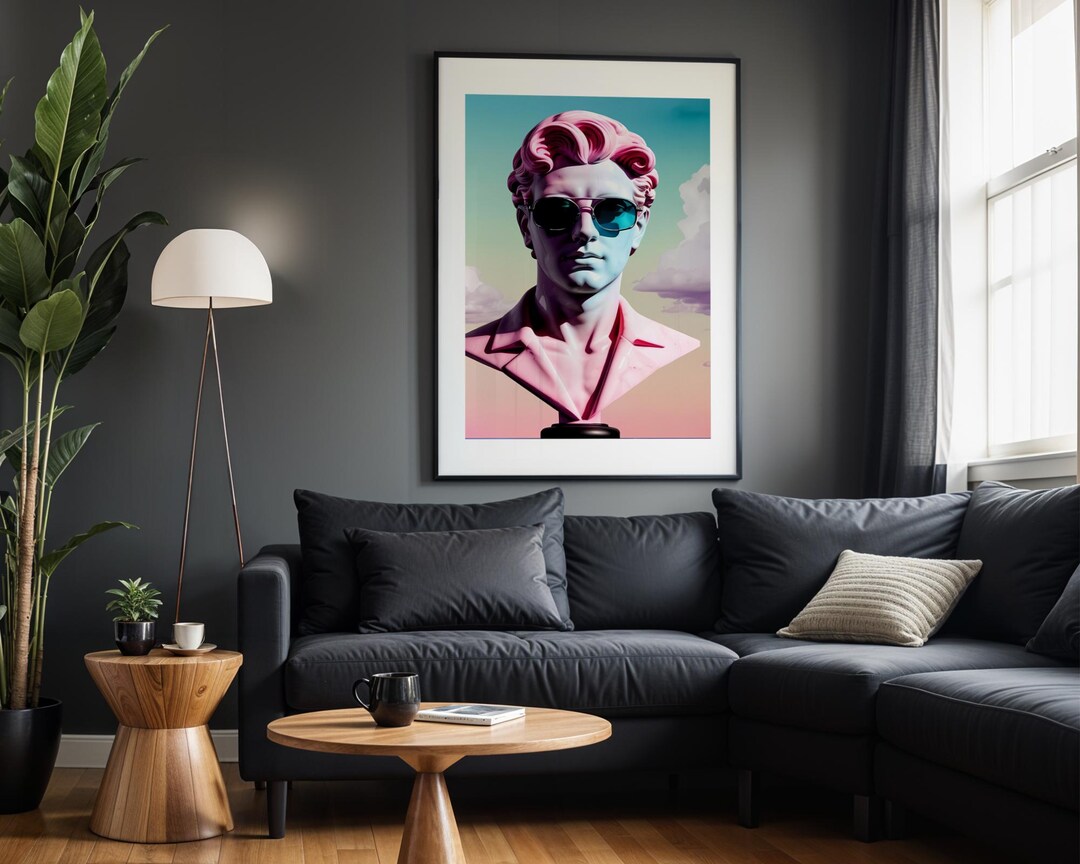 Vaporwave Statue Art Print, Retro 80s Bust Sculpture Digital ...