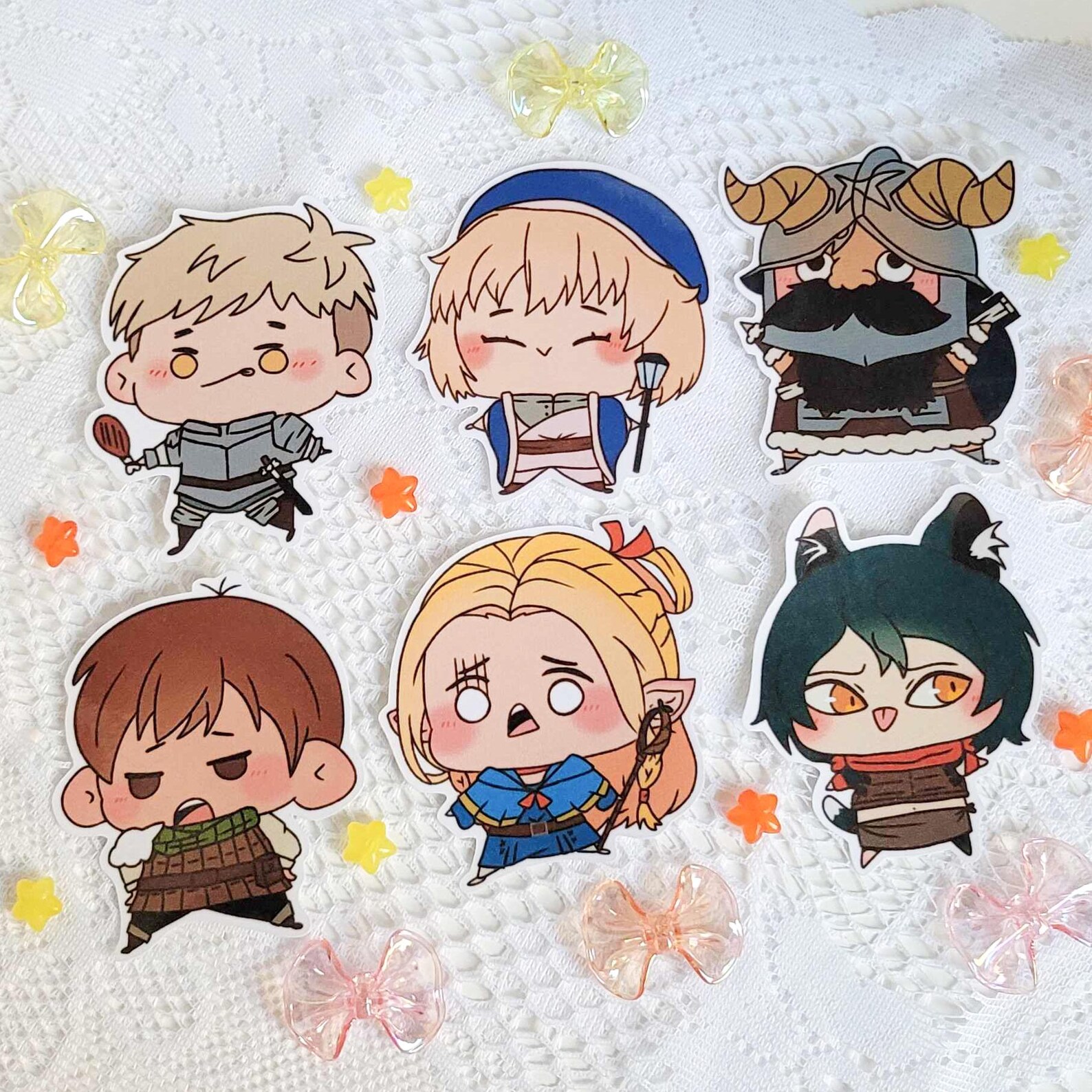 Dungeon Meshi Chibi Stickers (laios, Falin, Senshi, Chilchuck, Marcille ...