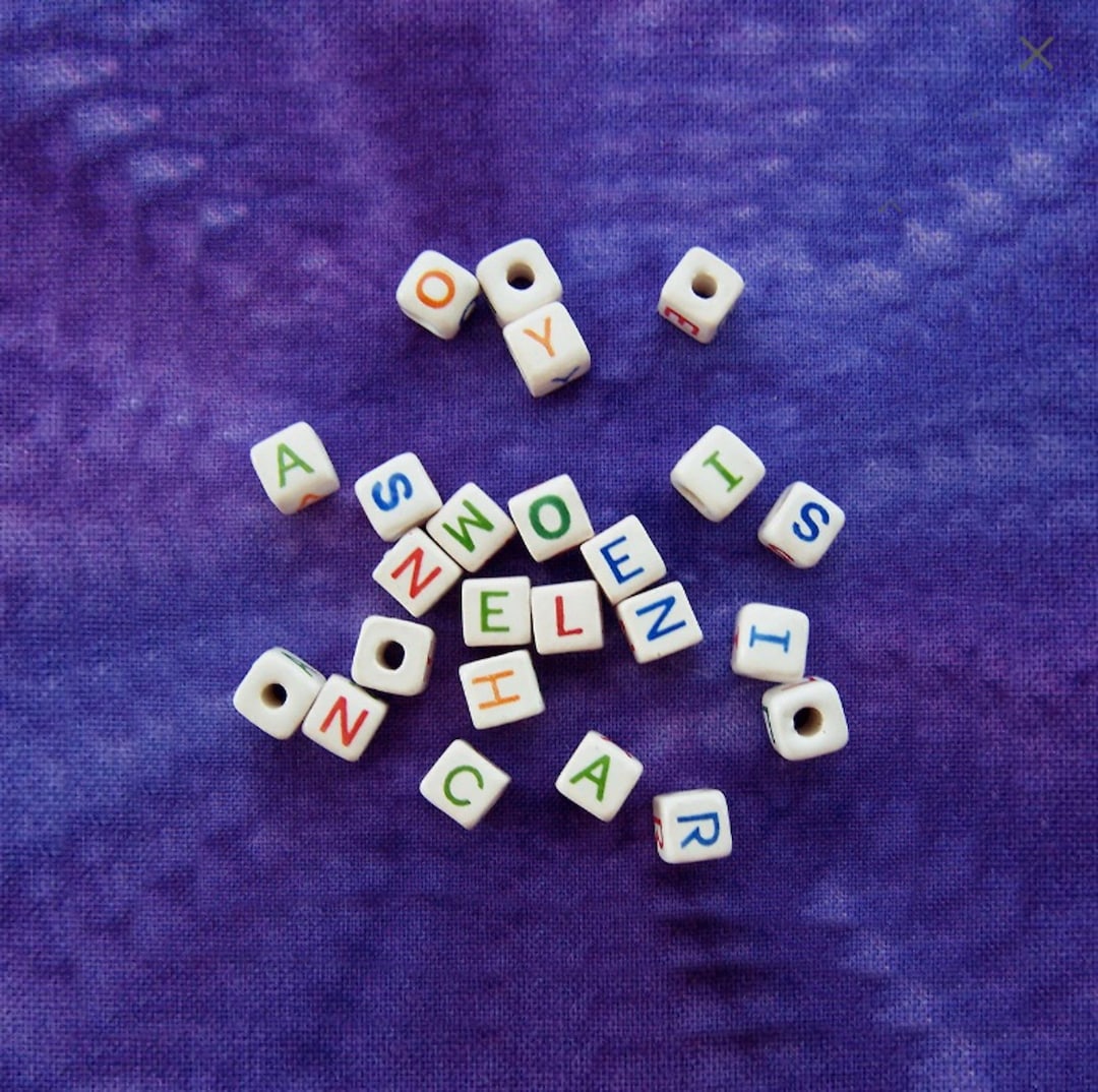 Lot of 650 Cube Shaped Ceramic Alphabet Beads New-old-stock White ...