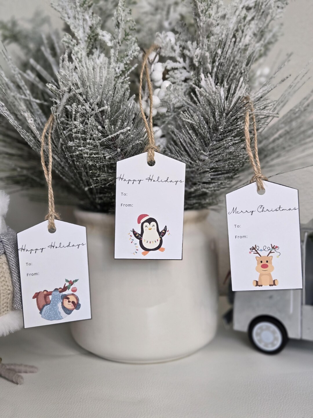 Happy Holidays & Merry Christmas Animal Gift Tags Digital Download - Etsy