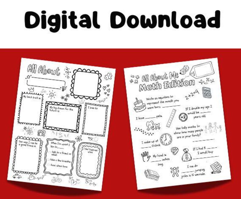 All About Me Worksheet Bundle: Math, Reading, Science - Etsy