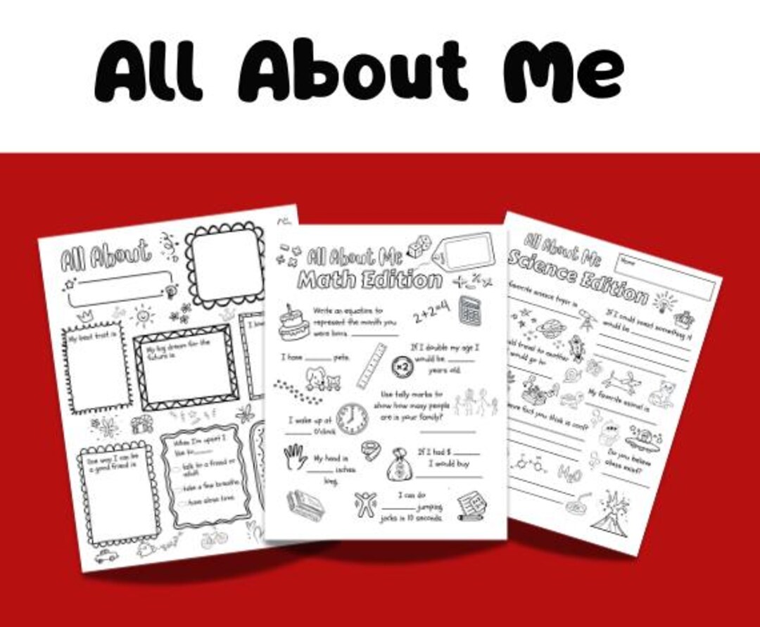 All About Me Worksheet Bundle: Math, Reading, Science - Etsy
