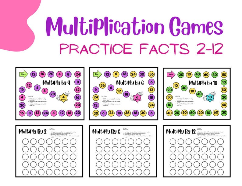 Multiplication Board Game Printable: 2-12 Times Table Practice ...