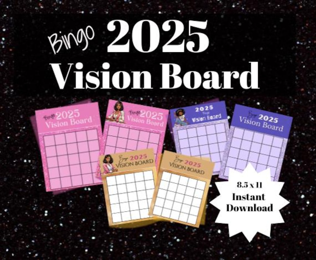 Bingo Vision Board Template, Bingo Vision Board Printable, Goal Setting ...