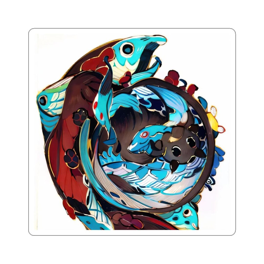 Salmon Jumping Water Fish Kiss-cut Stickers - Nature Wildlife Animal ...