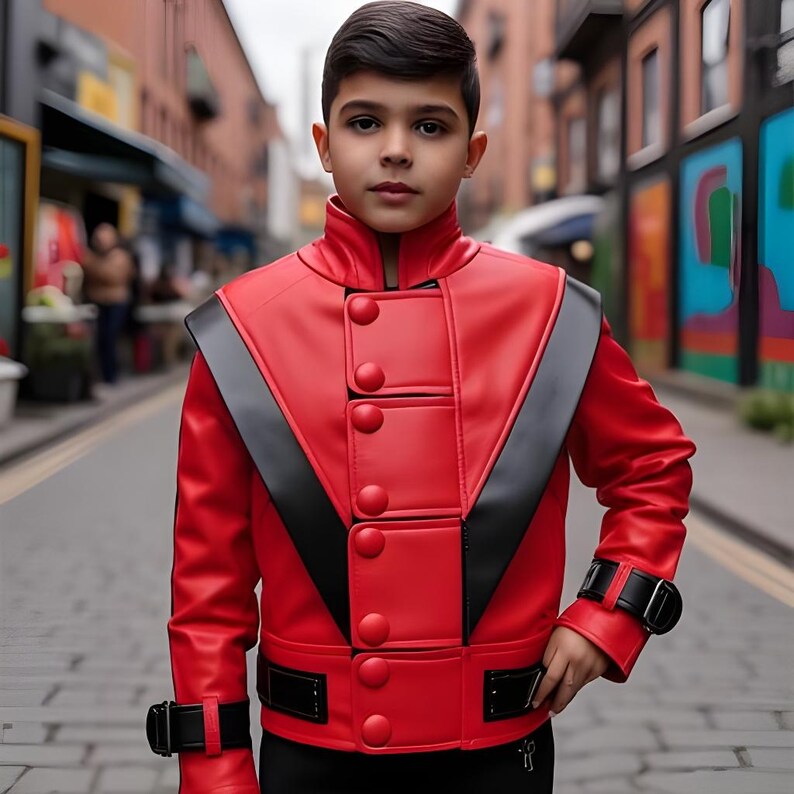 MJ Red and Black Thriller Jacket for Kids - Etsy