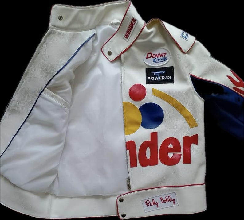 White Leather Ricky Bobby Racing Jacket for Boys - Etsy