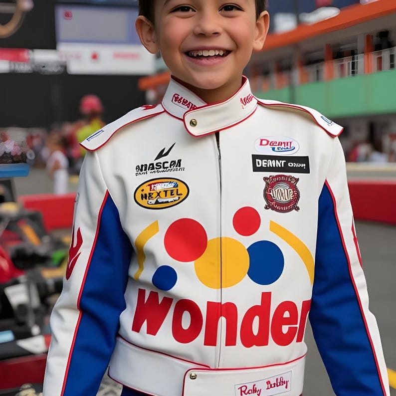 White Leather Ricky Bobby Racing Jacket for Boys - Etsy