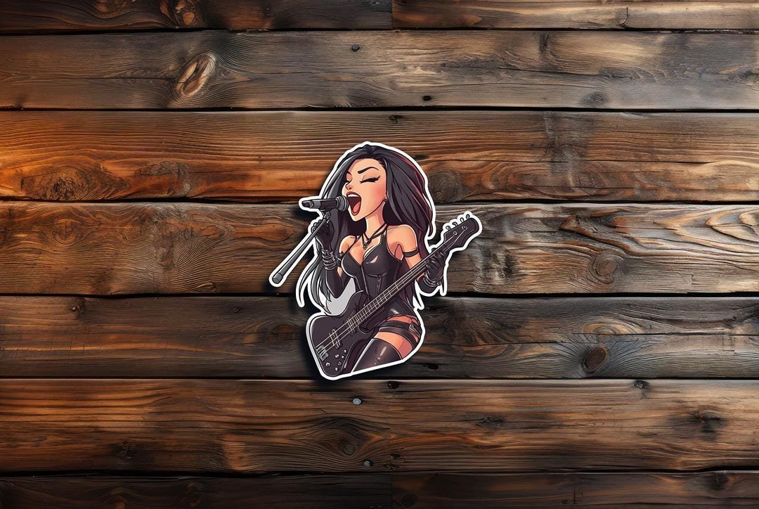 Singing Guitar Girl Rocker Kiss-cut Stickers,rocker Girl Guitar ...