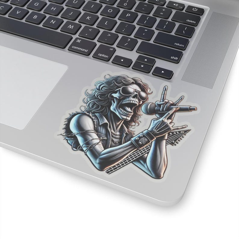 Skull Metal Rocker Sticker, Rock Band Laptop Decal, Gothic Punk Bumper ...